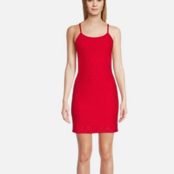 No Boundaries | Dresses | Eyelet Vibrant Red Cami Dress | Poshmark